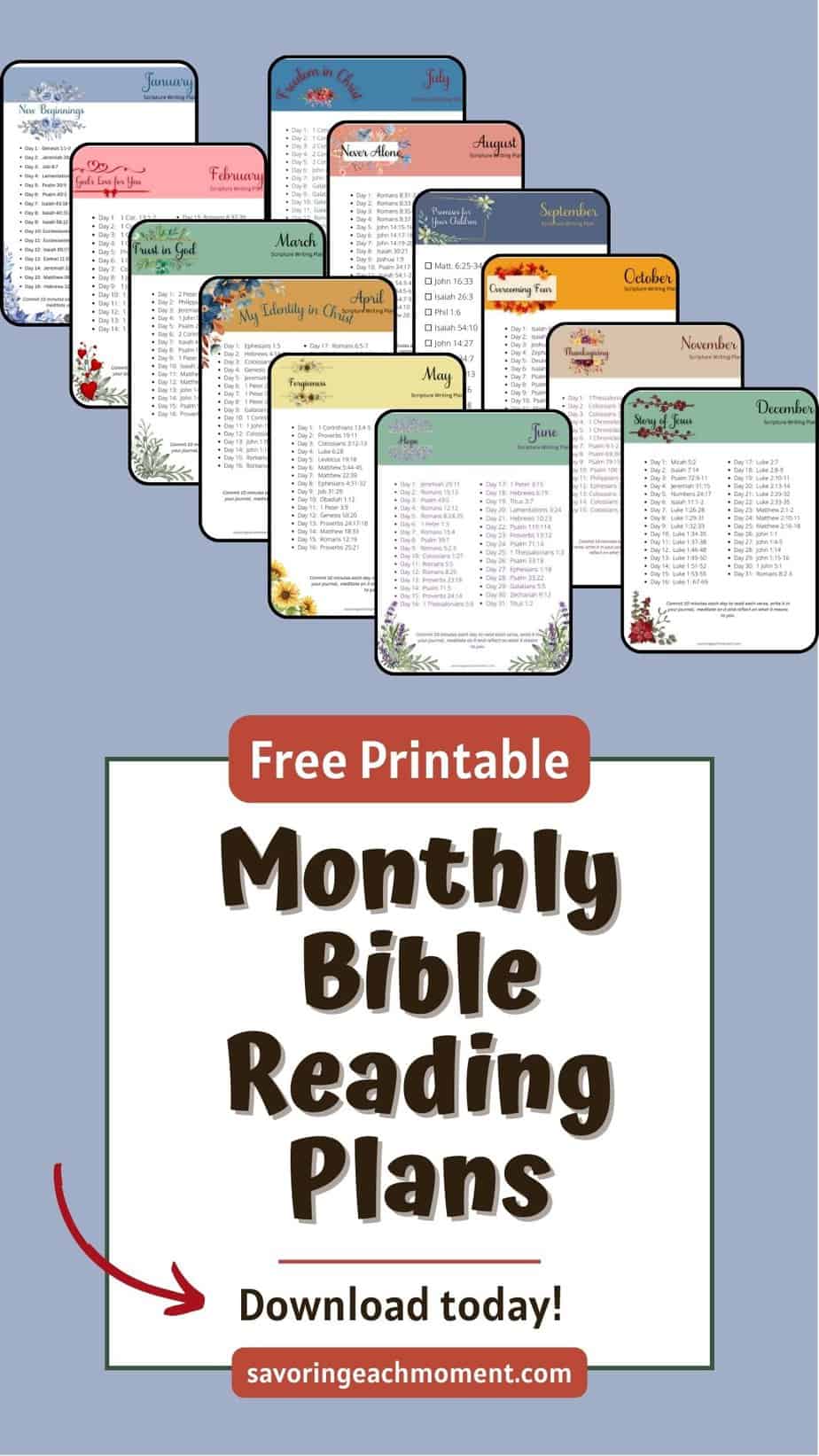 Free Printable Daily Bible Reading Plan - Savoring Each Moment Free Printable Daily Bible Reading Plan - Savoring Each Moment